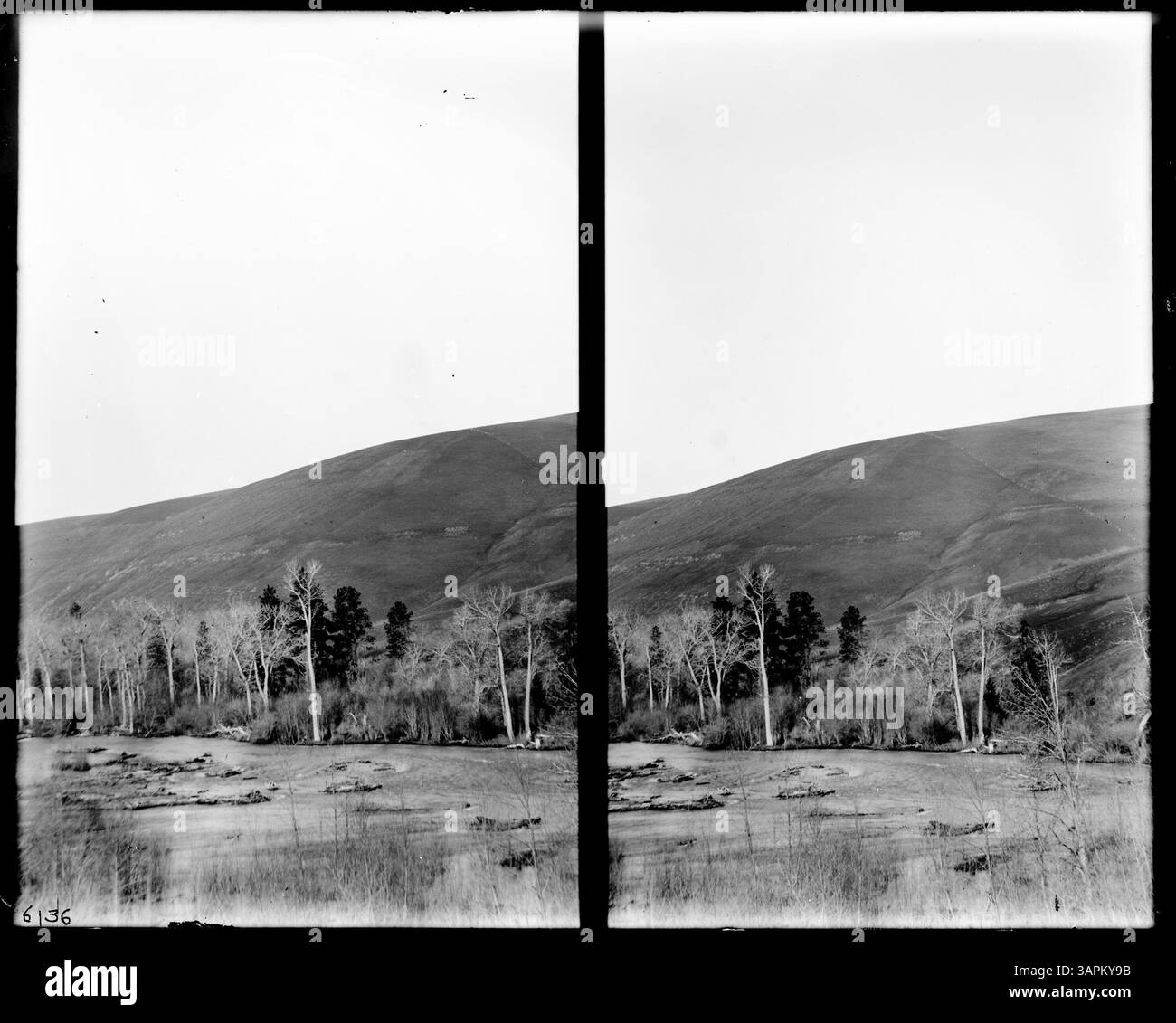 This stereoscopic photograph shows camps on the Umatilla Indian ...
