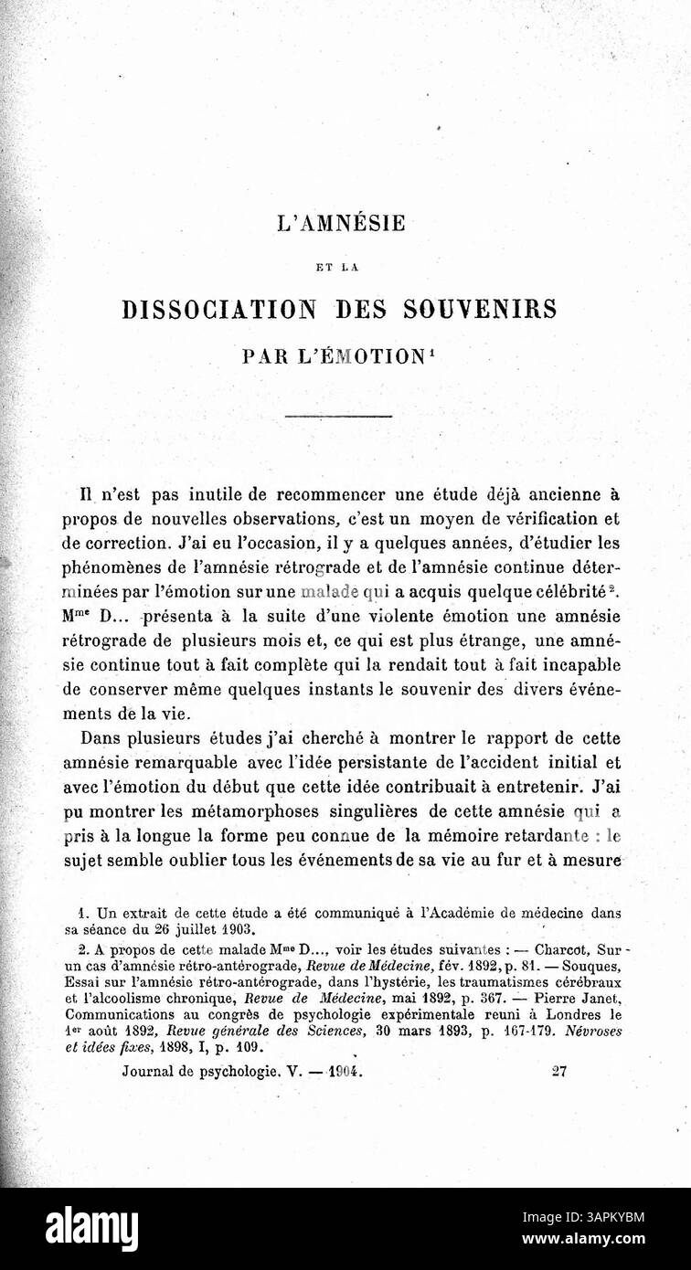 This work by P. Janet explores the connection between memory and ...