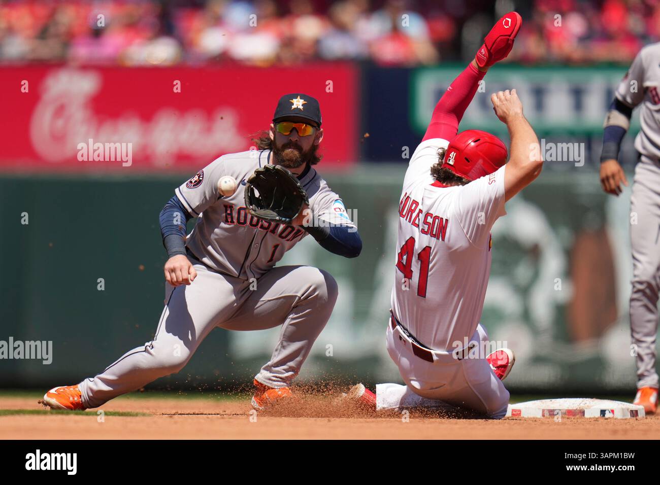 St. Louis Cardinals' Alec Burleson (41) safe at second for a stolen ...
