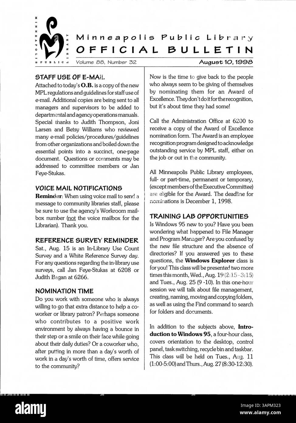 This official bulletin for Minneapolis Public Library employees in 1998 ...