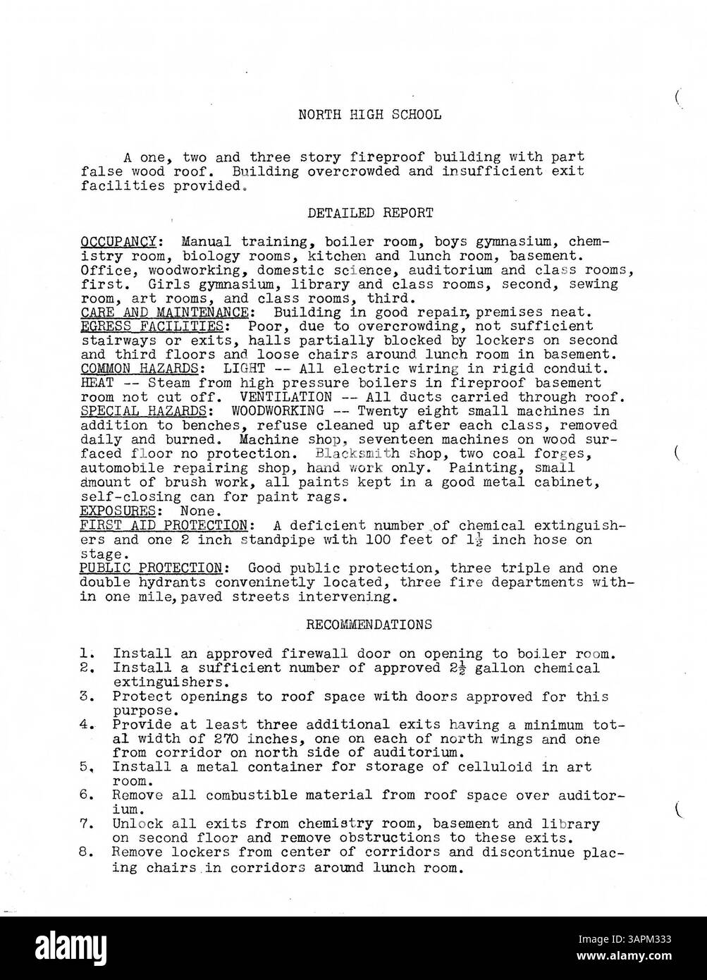 The February 23, 1933 report on Minneapolis Public Schools provides an in-depth fire protection ...