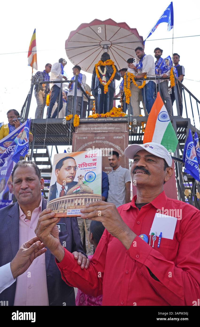Beawar, Rajasthan, India, April 14, 2025: A man hold book of the ...