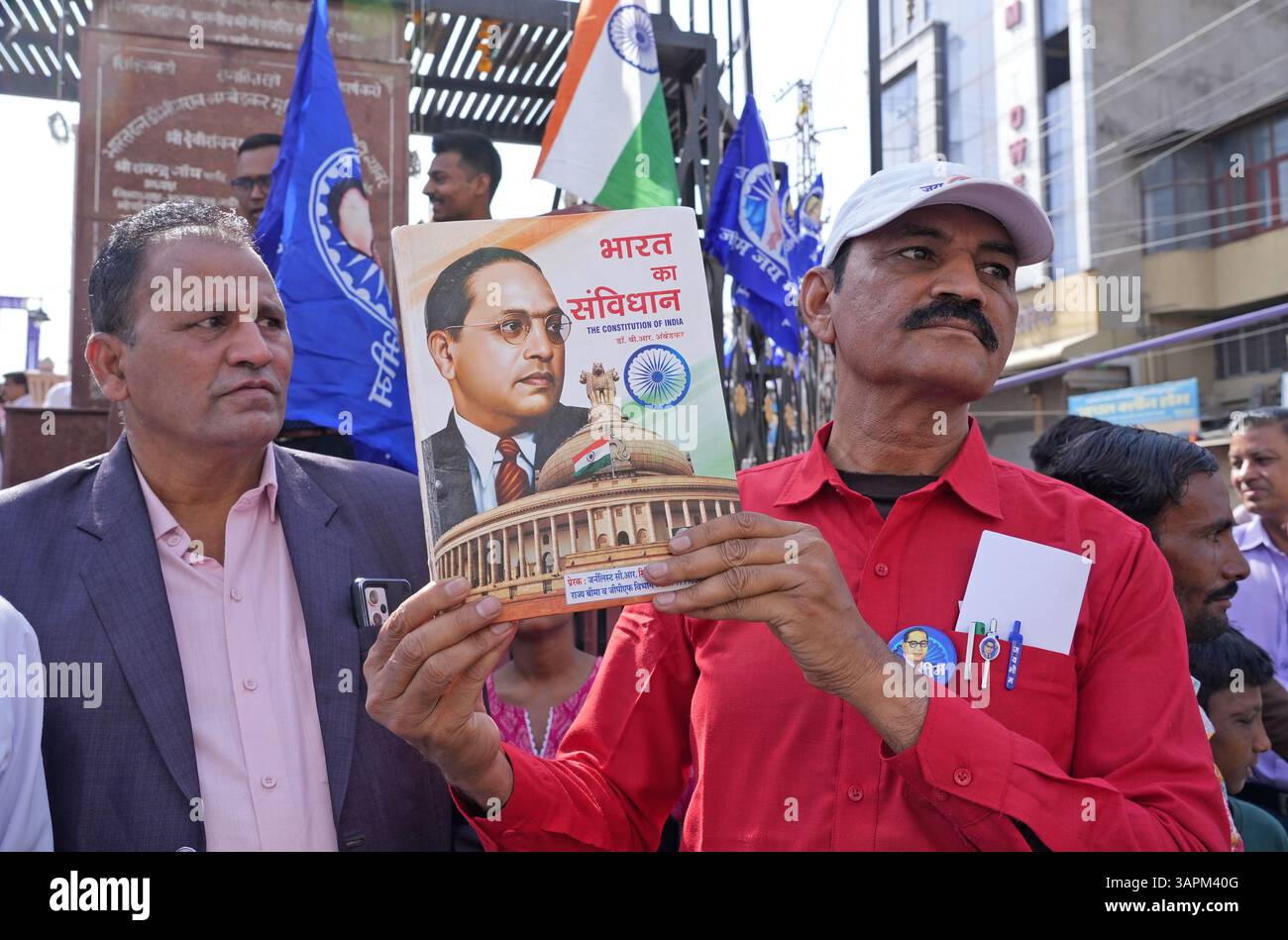 Beawar, Rajasthan, India, April 14, 2025: A man hold book of the ...