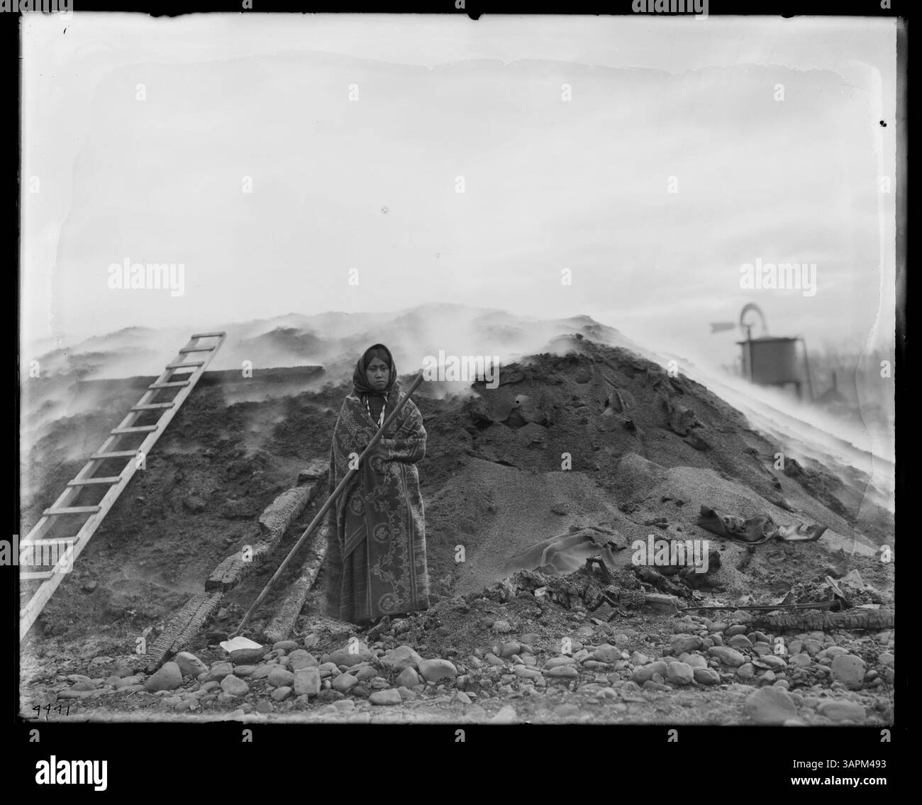 A portrait of Yakima Sally, a Yakima Indian woman, in regalia. The ...