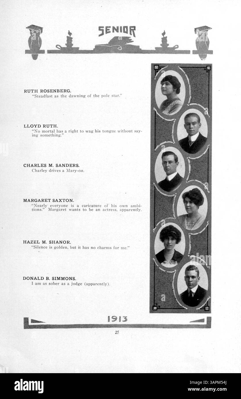 The 1913 yearbook from Central High School, 'The Senior', features ...