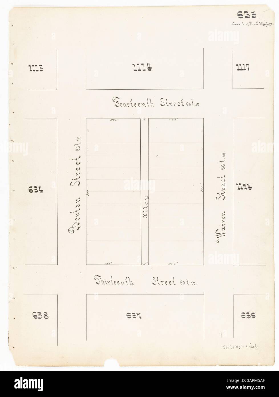 Survey map showing blocks 489-492 and 505-656 in St. Louis, drawn in ...