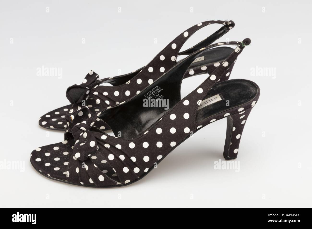 These black and white polka dot slingback heeled sandals were worn by Bonnie Blake, an iconic ...