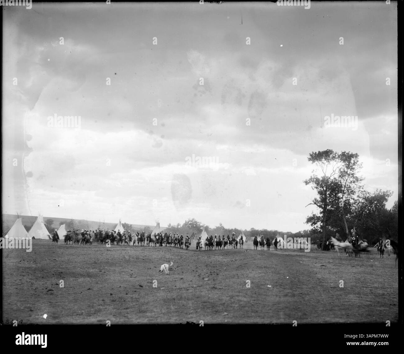 This photograph shows Indian camps at the Umatilla Indian Reservation ...