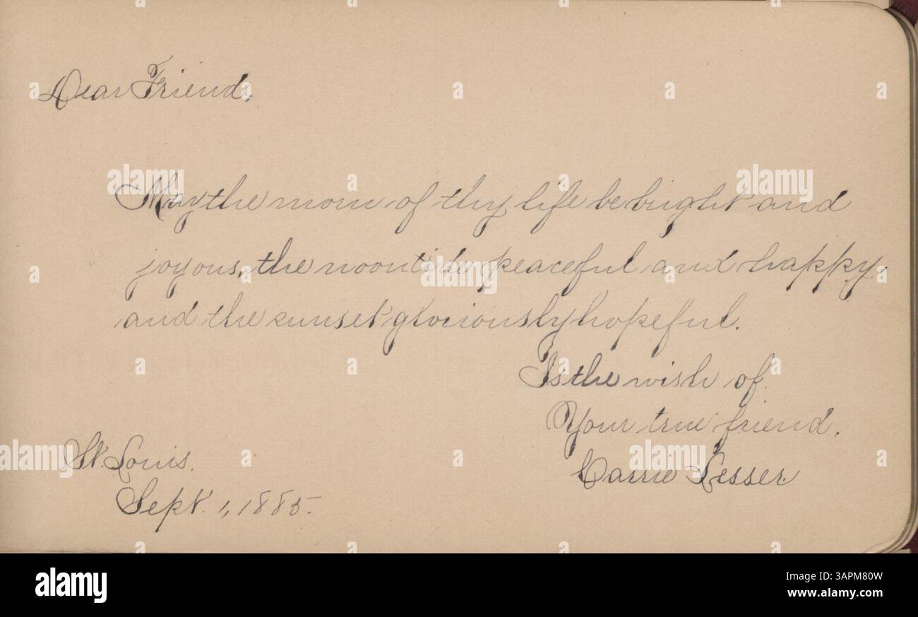 The autograph book of Mrs. Jane Loy, dated 1881-1885, contains ...