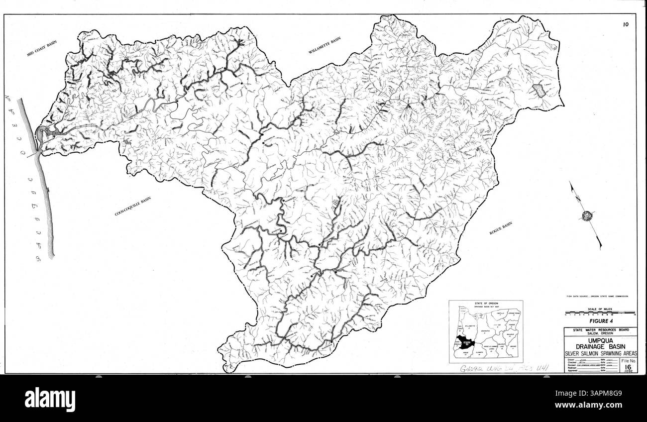 This map shows the Silver Salmon Spawning Areas in the Umpqua Drainage ...