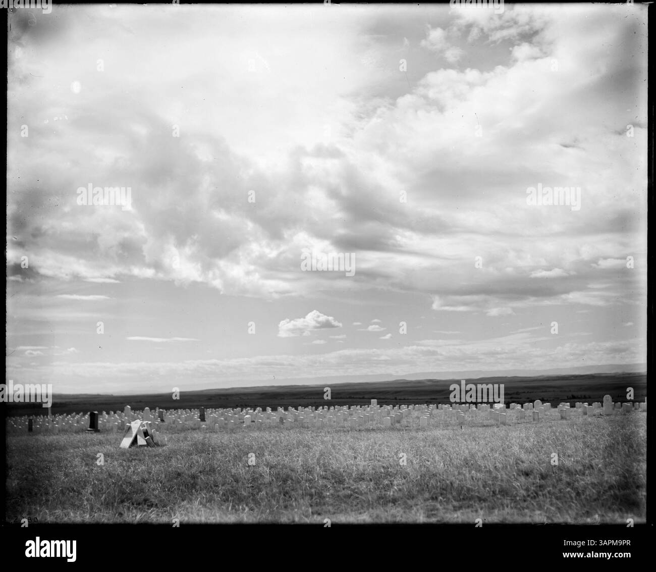 This image shows the Custer battlefield cemetery, photographed by Lee ...
