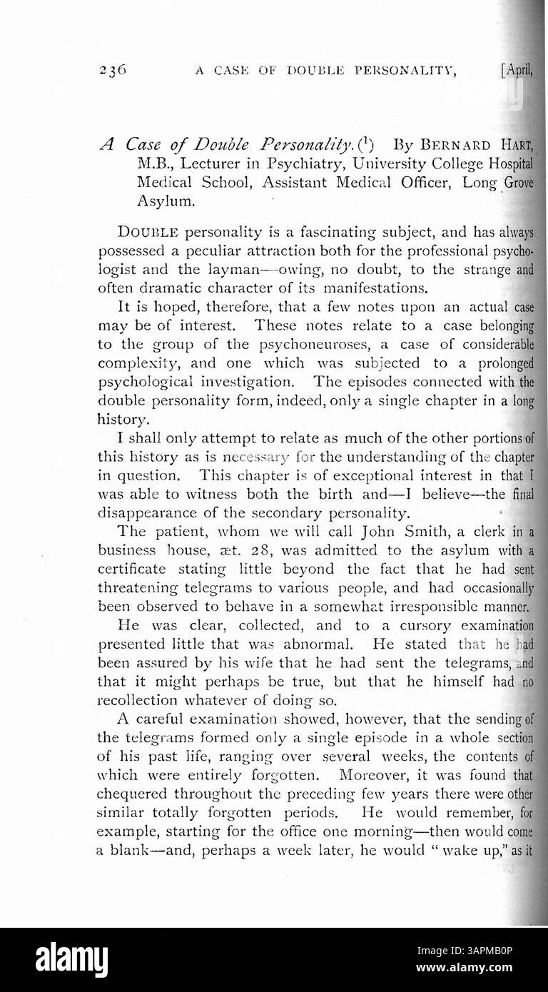 'A Case of Double Personality' is a text by B. Hart, exploring the ...