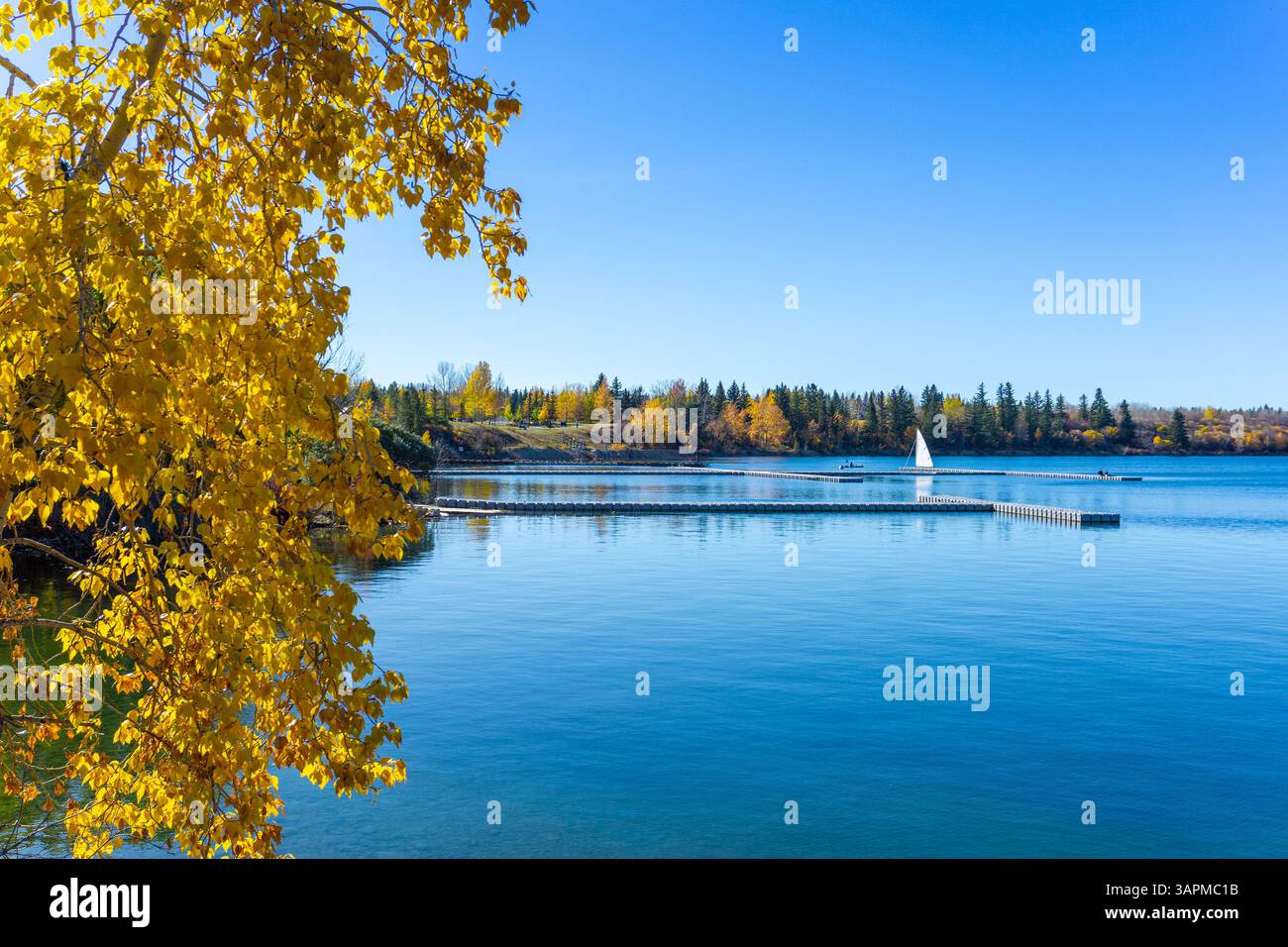 Glenmore Reservoir with its Fall colors. Built in 1932, it is Calgary's ...