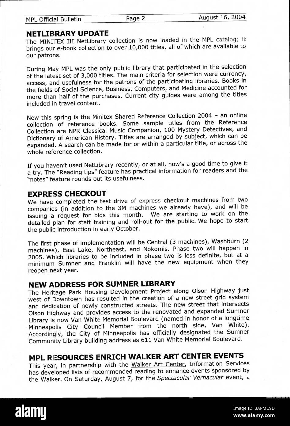 The Minneapolis Public Library Official Bulletin 2004 provides a weekly ...
