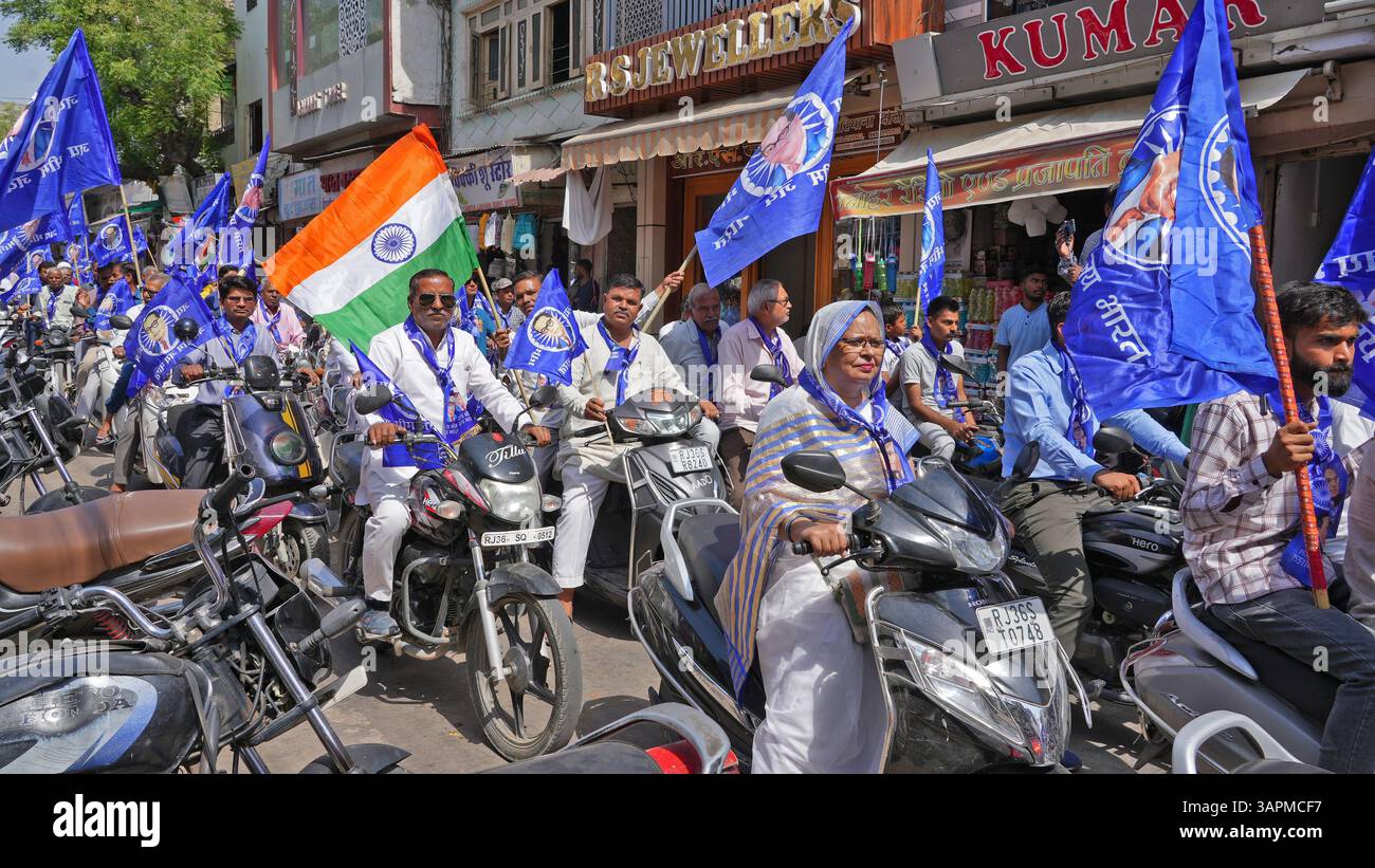 Beawar, Rajasthan, India, April 14, 2025: People participate in a ...