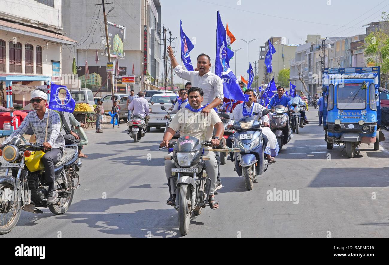 Beawar, Rajasthan, India, April 14, 2025: Men raise slogans as they ...