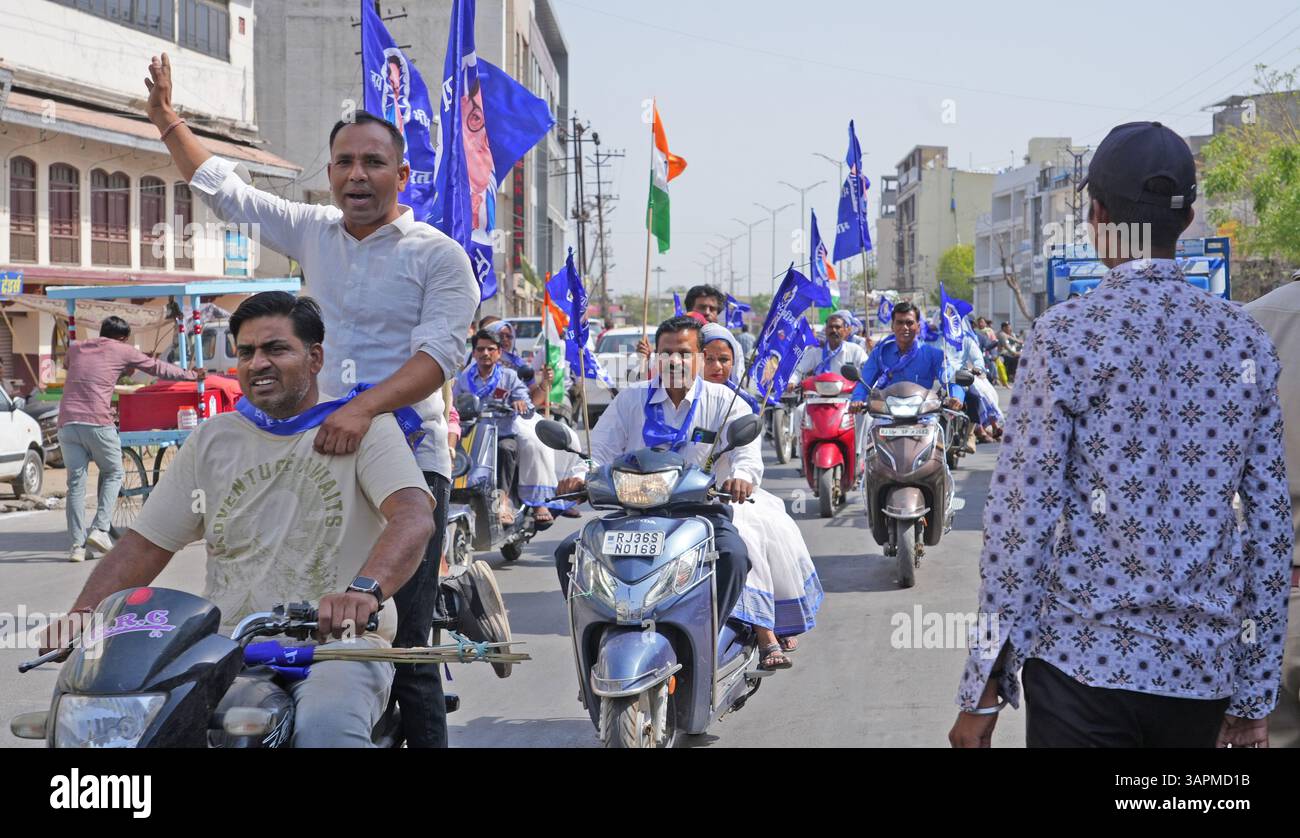 Beawar, Rajasthan, India, April 14, 2025: Men raise slogans as they ...