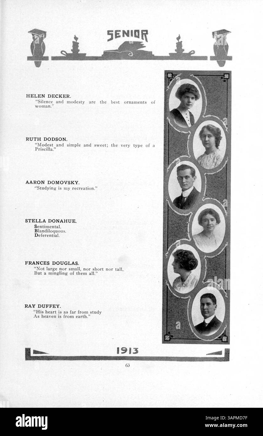 The 1913 edition of Central High School's 'Senior' yearbook documents ...