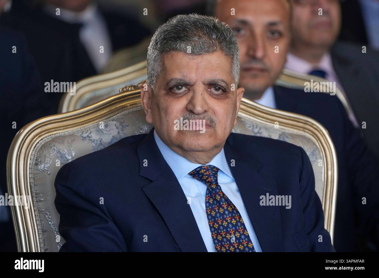 Chairman of the Suez Canal Authority Osama Rabie attends a press ...