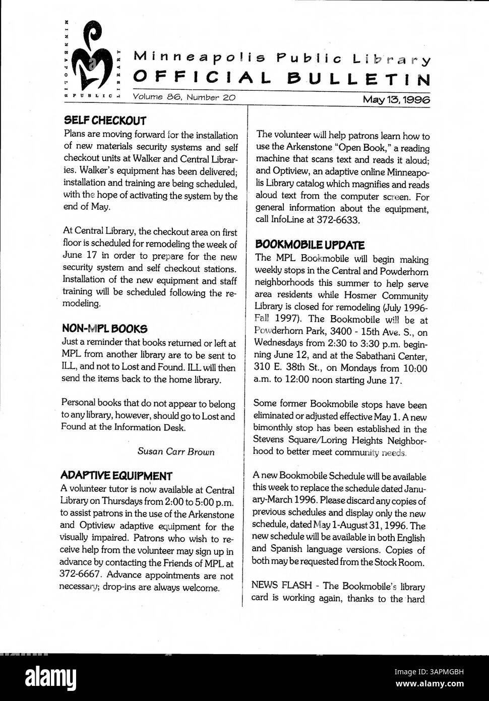 This weekly bulletin from 1996 provides updates and news for employees ...