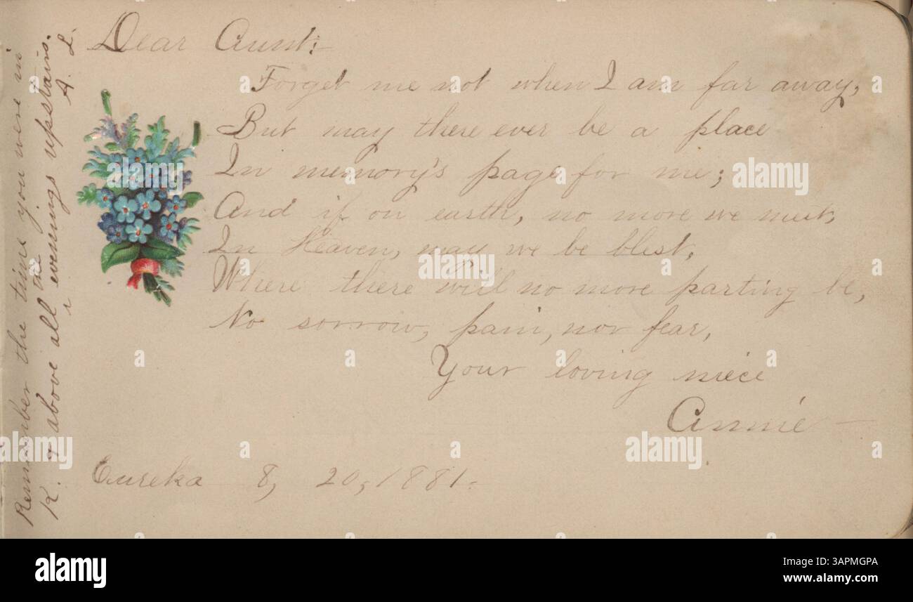 The autograph book of Mrs. Jane Loy, dating from 1881-1885, contains ...