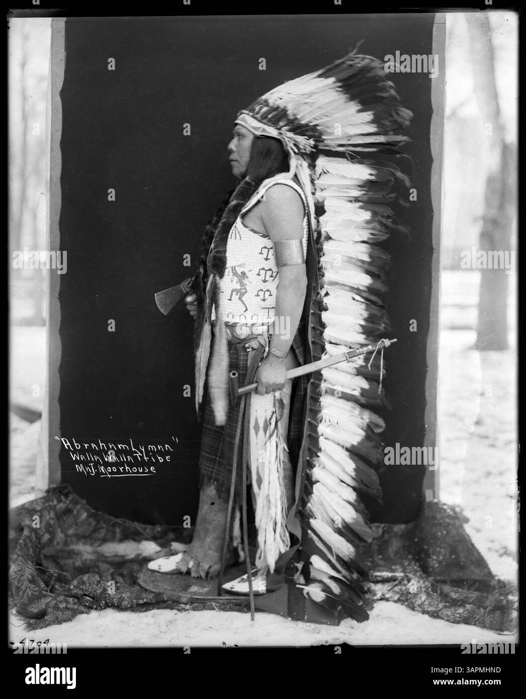 Photograph of Abraham Lyman, a Walla Walla tribe member, dressed in ...