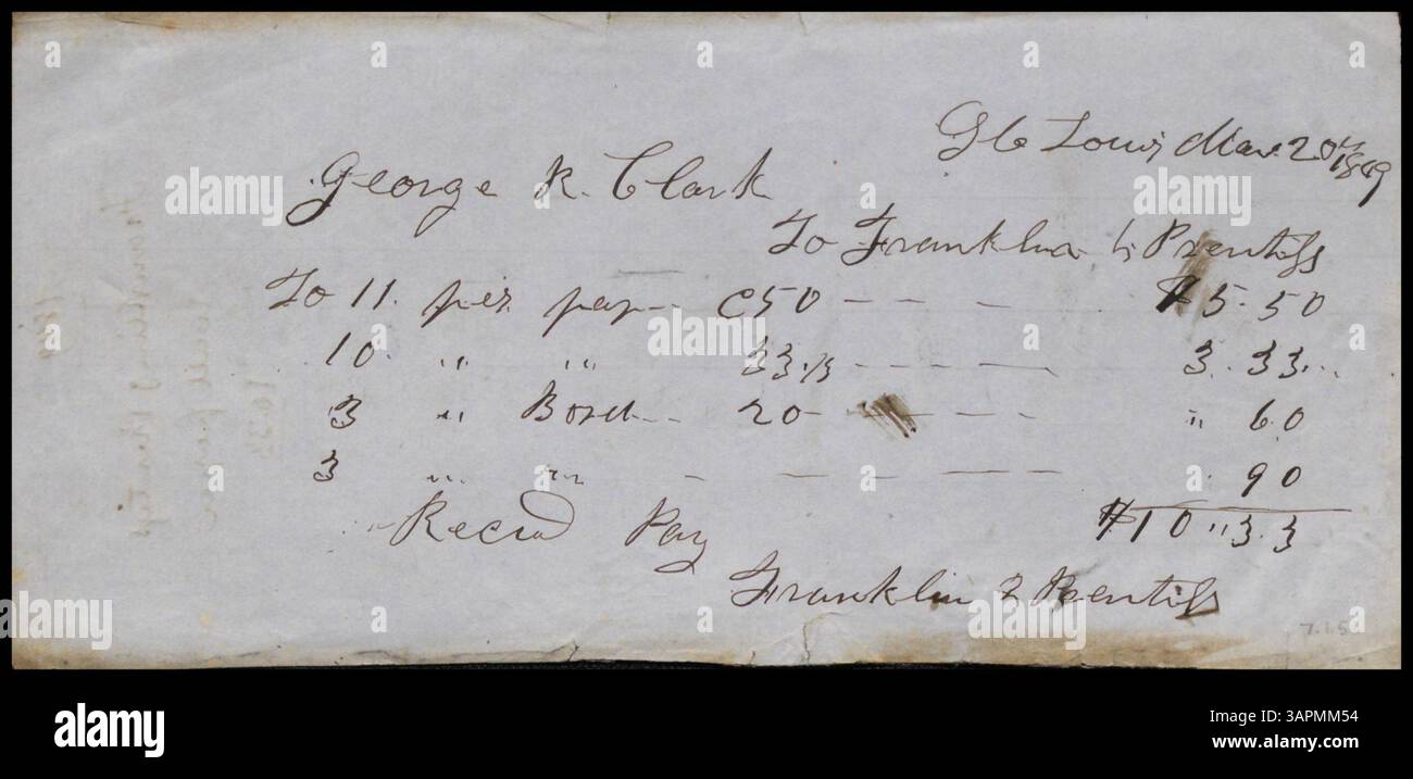 The household bills and receipts of George Rogers Hancock Clark, dated ...