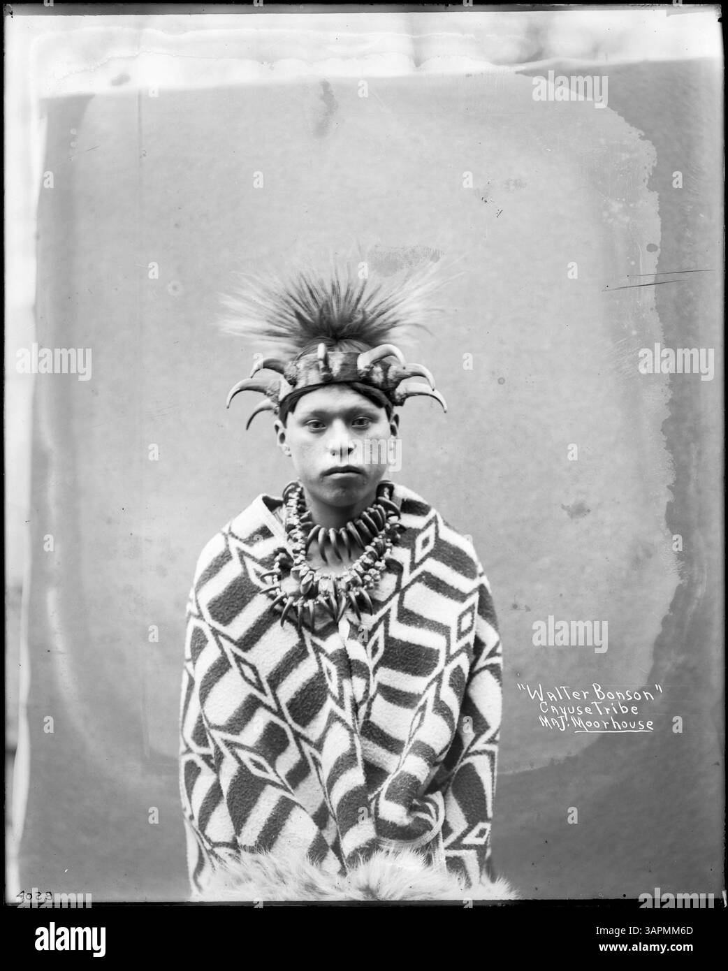 Photograph of Walter Bonson, a member of the Cayuse Tribe, dressed in ...