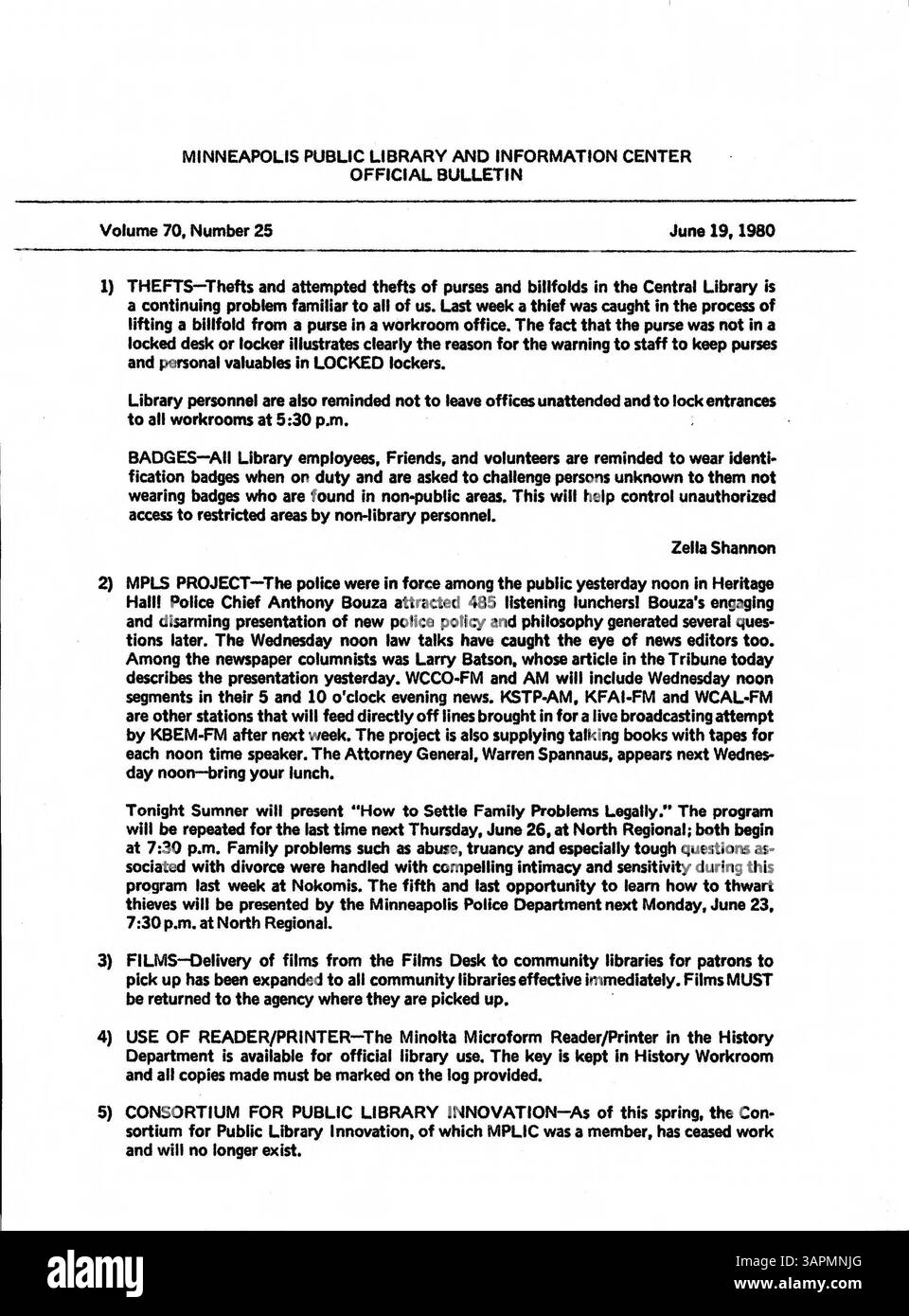 The 1980 Minneapolis Public Library Official Bulletin offers updates ...