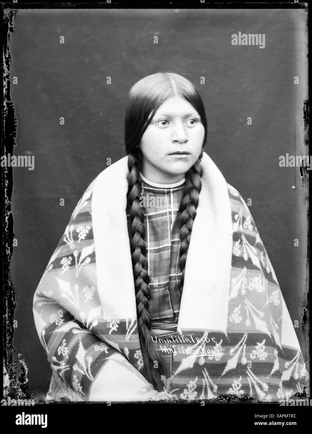 Photograph of Lacy Luton, a Cayuse tribal woman, wearing traditional ...
