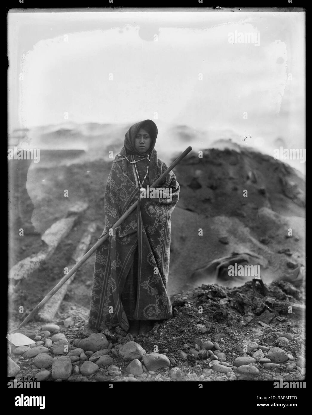 Photograph of Yakima Sally, a Yakima Indian woman, dressed in regalia ...