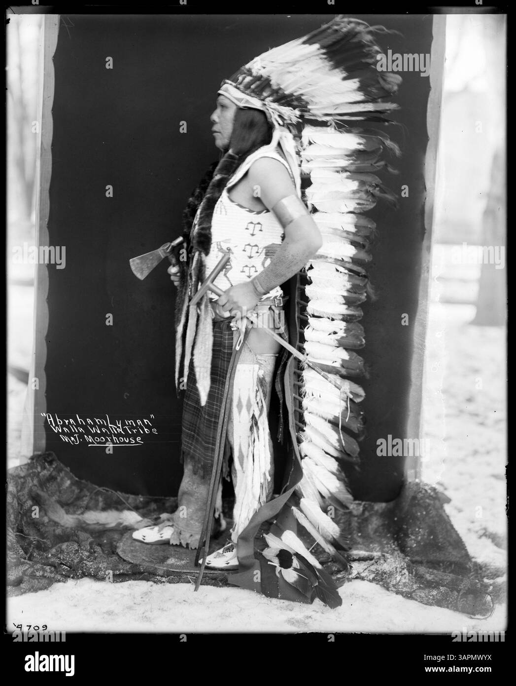 Abraham Lyman, Walla Walla tribal man, photographed in regalia by Lee ...