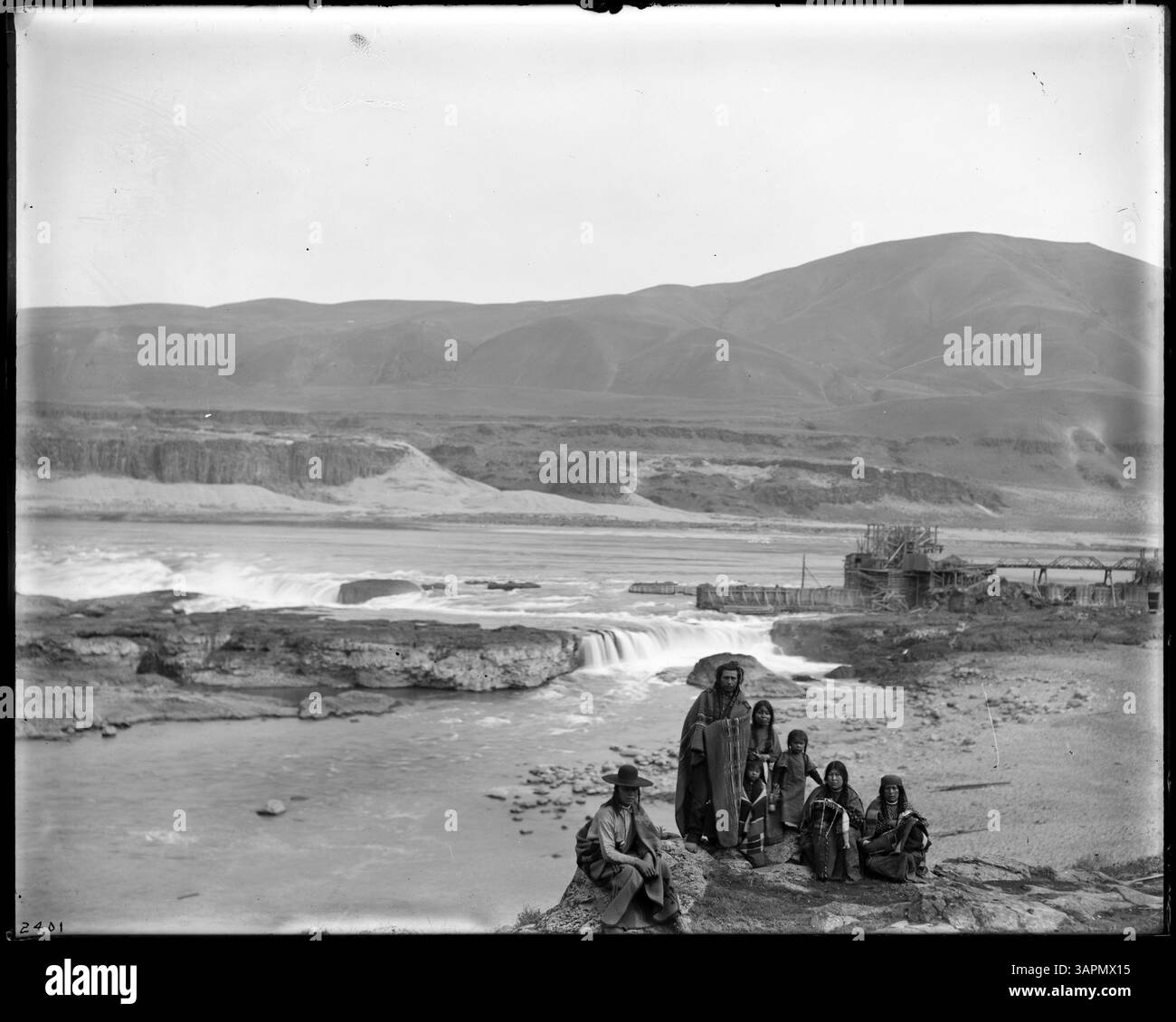 This photograph shows tribal fishing grounds at Celilo, with a tribal ...