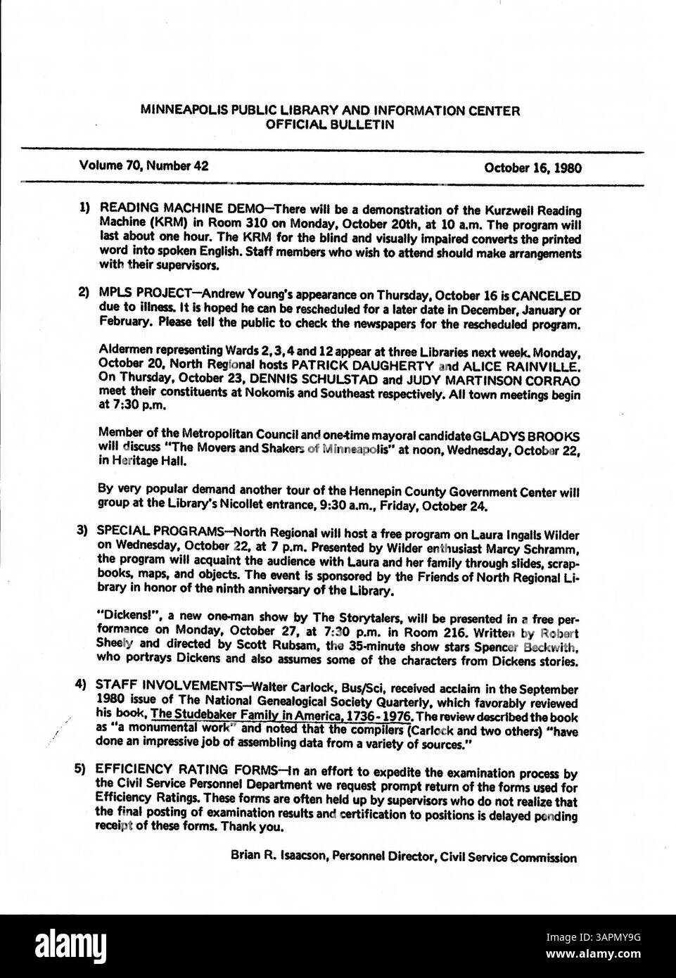 The Minneapolis Public Library Official Bulletin from 1980 provides ...