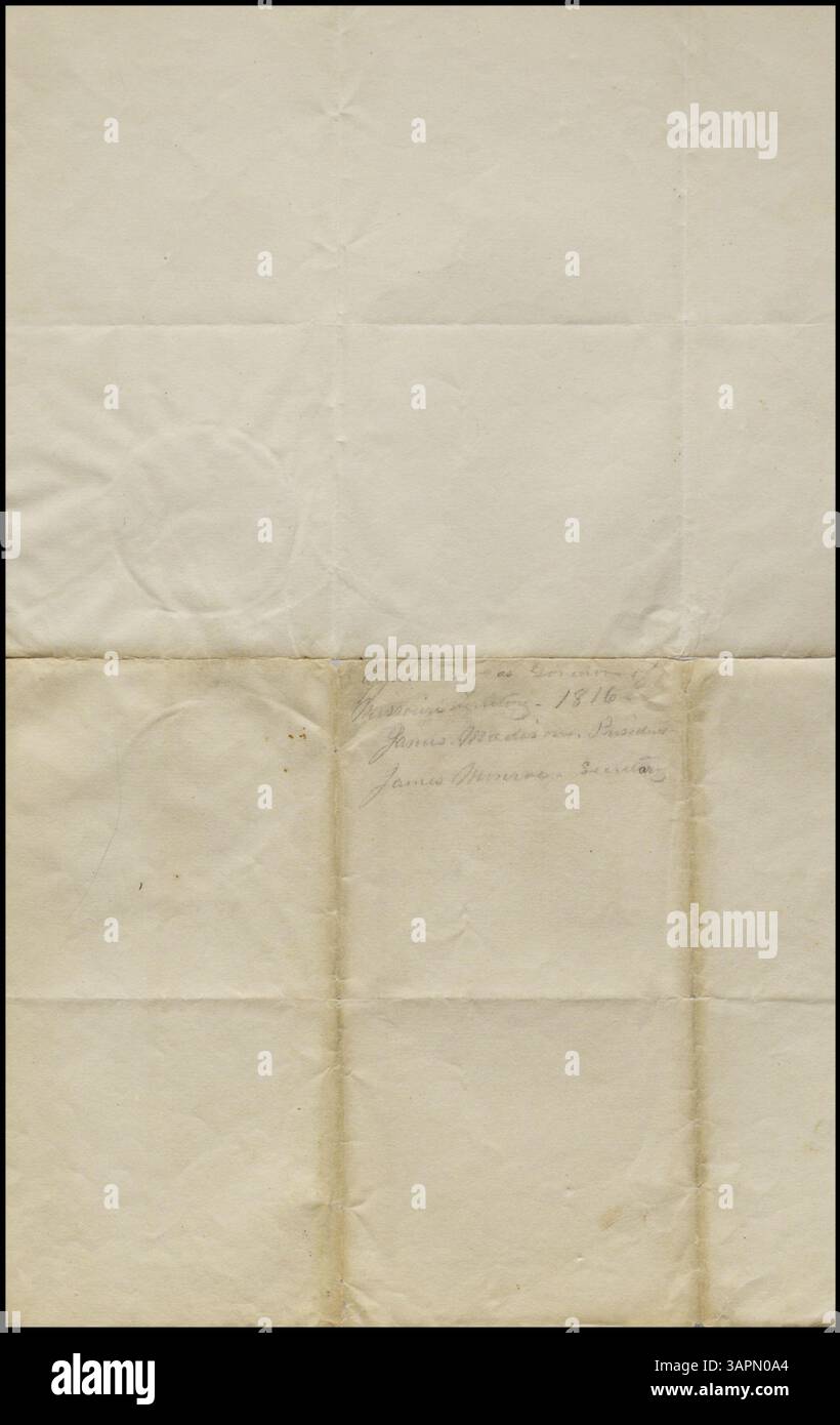 Signed by James Madison, president, and James Monroe, secretary of ...