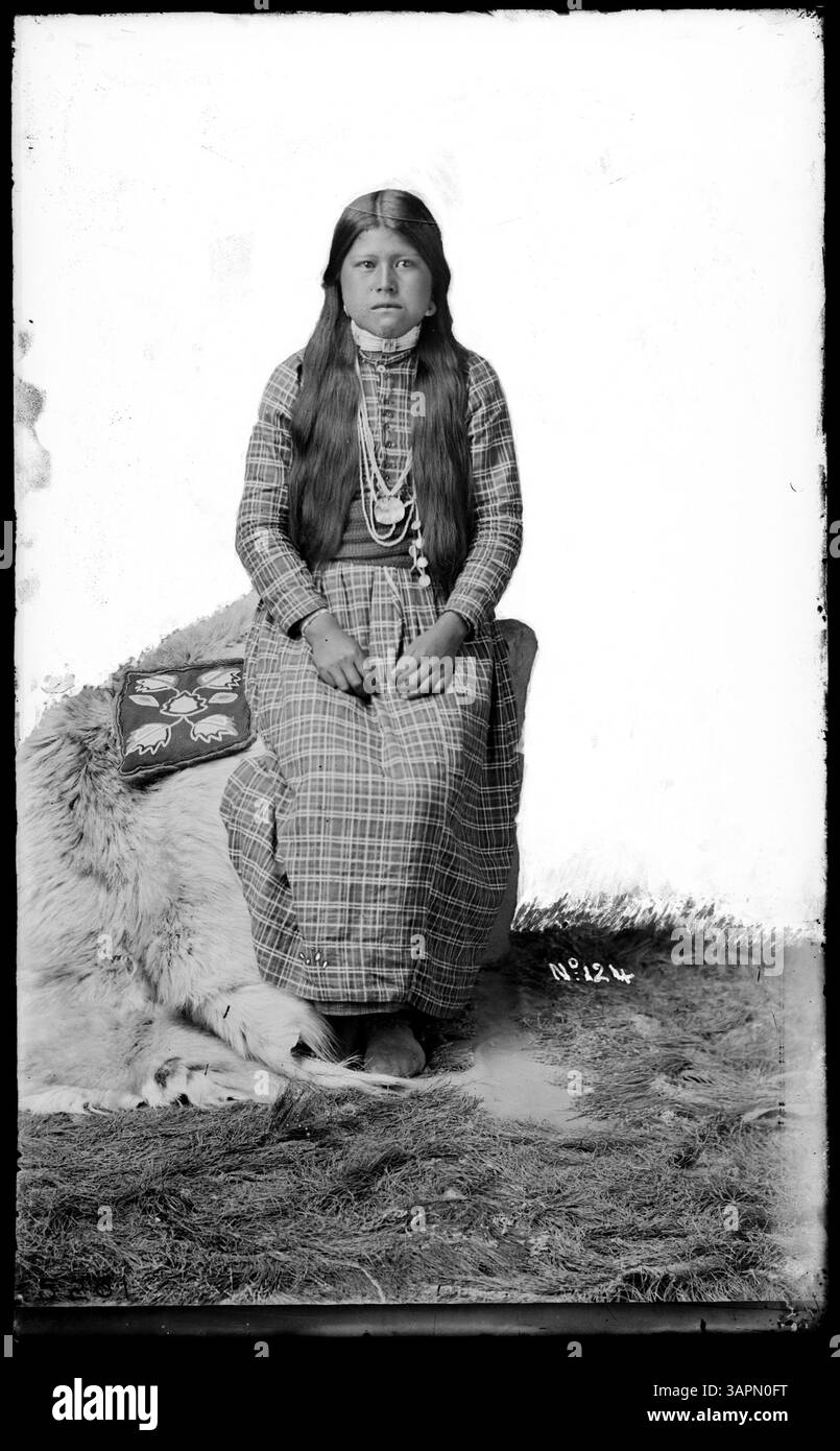 A group of Yakima Indians dressed in traditional regalia, as ...
