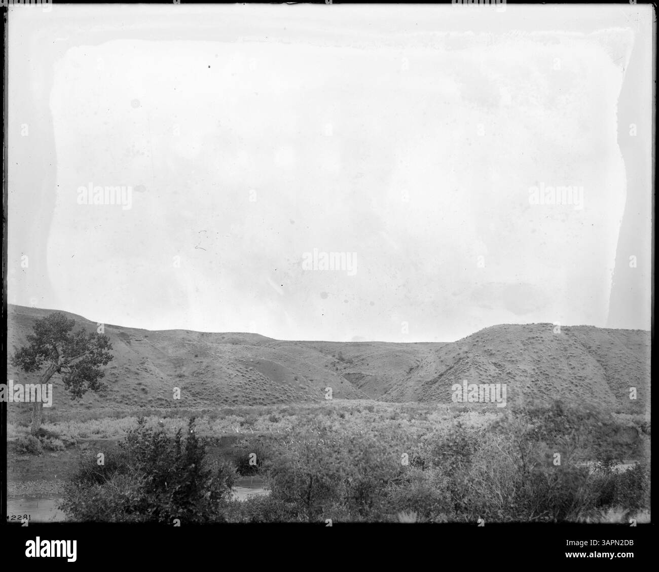 Photograph of a bluff at the Custer battlefield, where Major Reno was ...