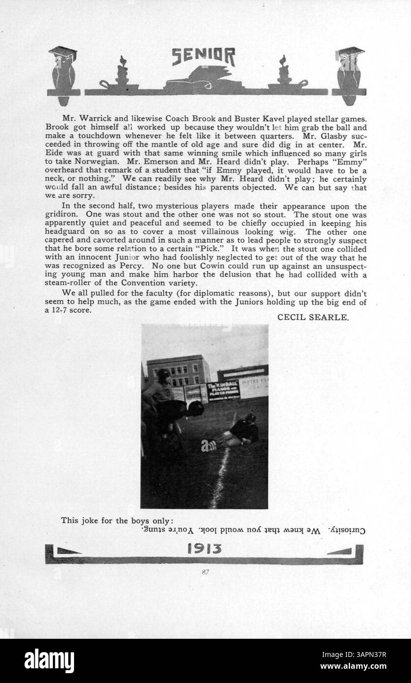 The 1913 yearbook, 'The Senior', from Central High School captures key ...