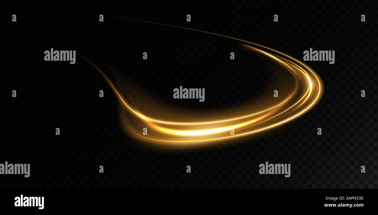 An Elegant and Beautiful Golden Light Wave Gracefully Flowing on a Dark ...