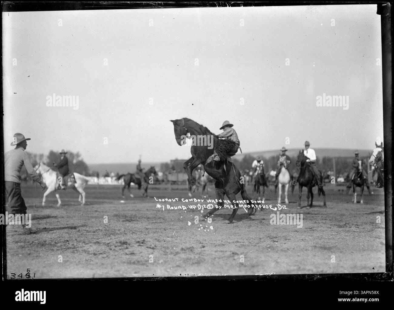 Photograph by Lee Moorhouse showing a bucking horse at the Pendleton ...