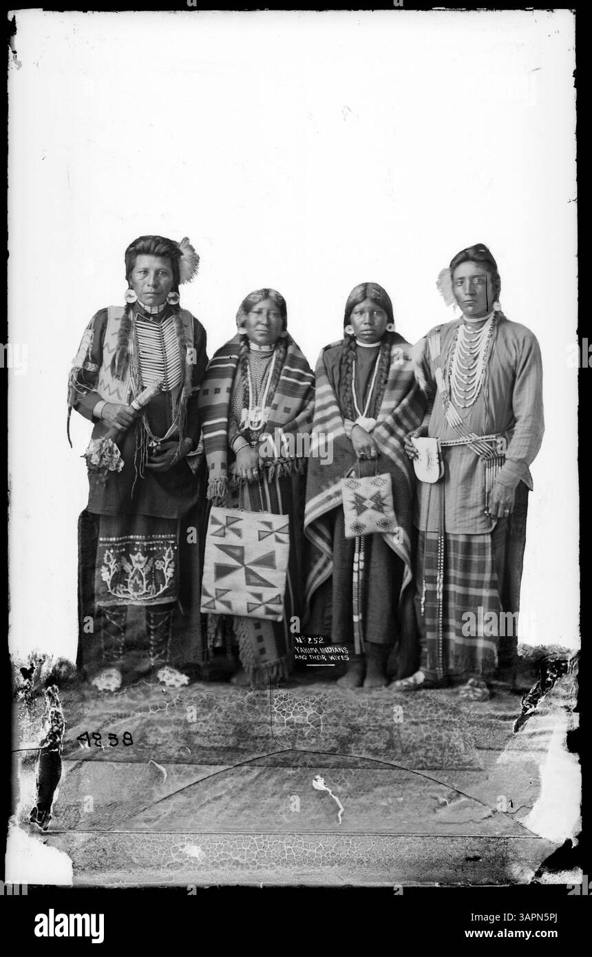 Photograph of Yakima Indians dressed in regalia, showcasing traditional ...