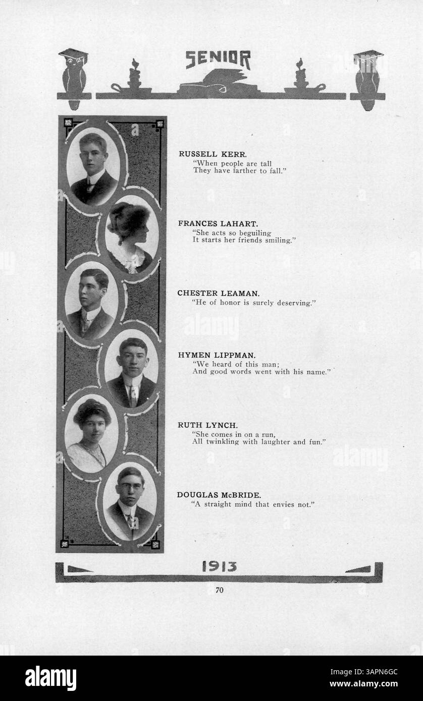 The 1913 'Senior' yearbook from Central High School captures ...