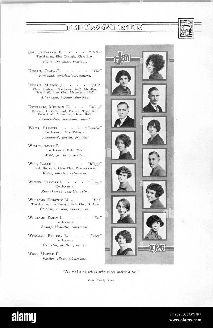 The 1926 South High Yearbook, Tiger, documents the students, teachers ...