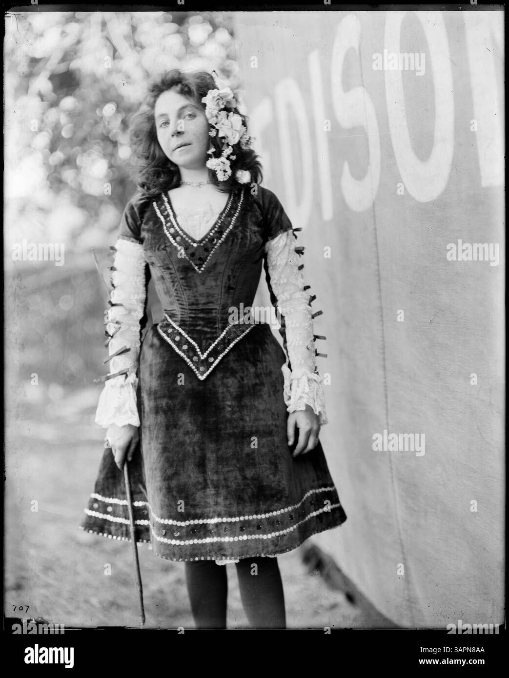 Photograph of a lady lion tamer performing with lions at the Edison ...