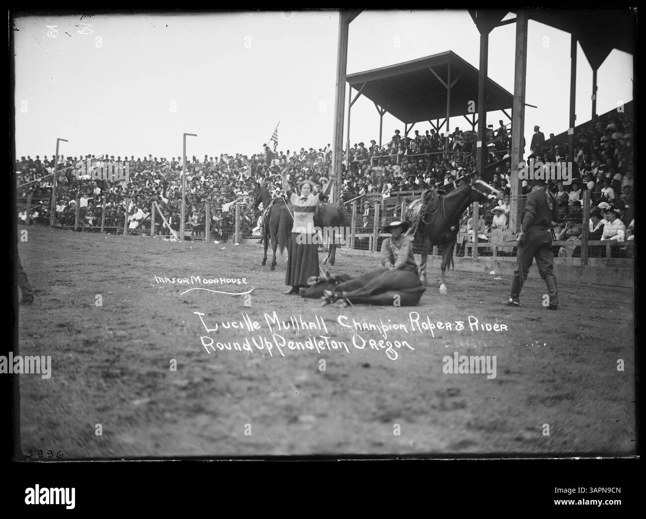 This photograph captures Lucille Mulhall, a pioneer in rodeo sports ...