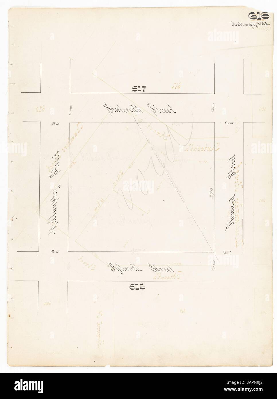 This survey map of blocks 489-492 and 505-656 in St. Louis shows ink ...