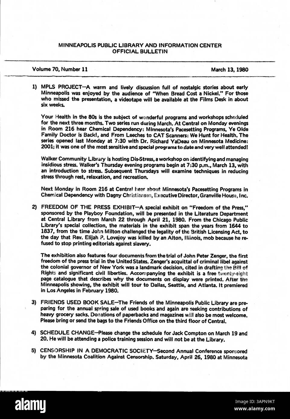 The 1980 Minneapolis Public Library Official Bulletin offers essential ...