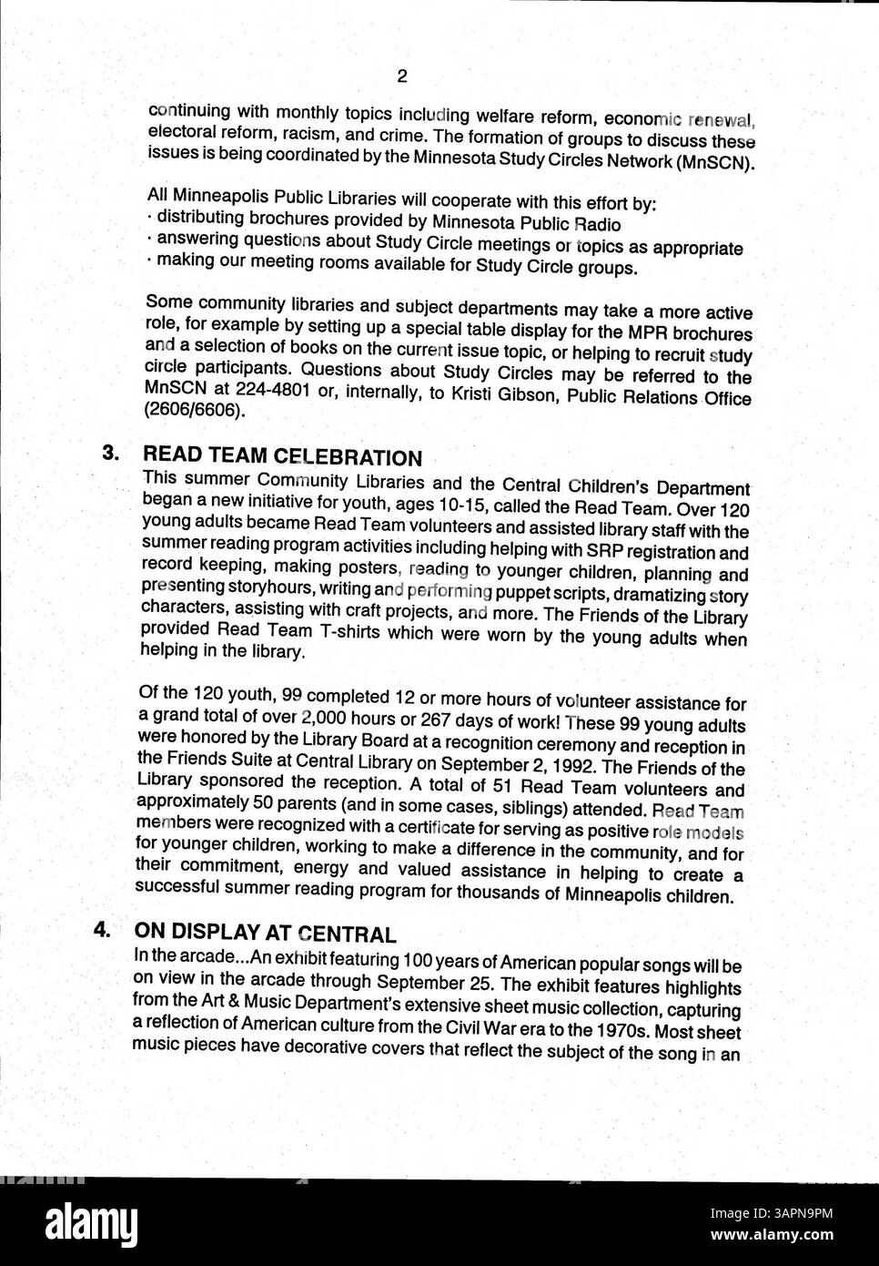 This document is the 1992 Minneapolis Public Library Official Bulletin ...