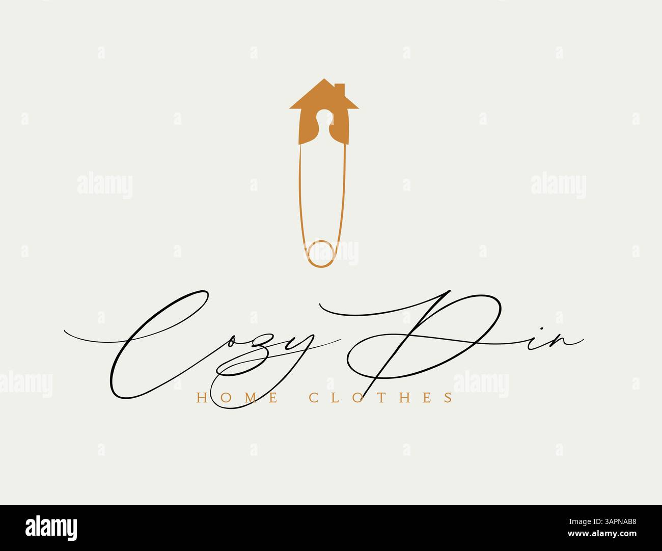 Safety pin cozy clothes label with inscription drawing in minimalist ...