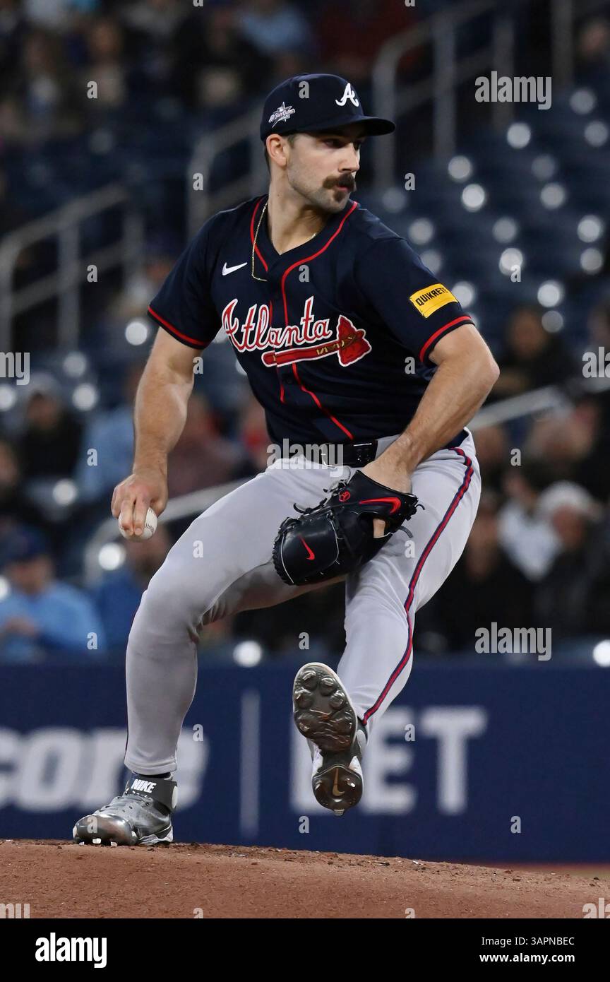 Atlanta Braves starting pitcher Spencer Strider (99) throws to a ...